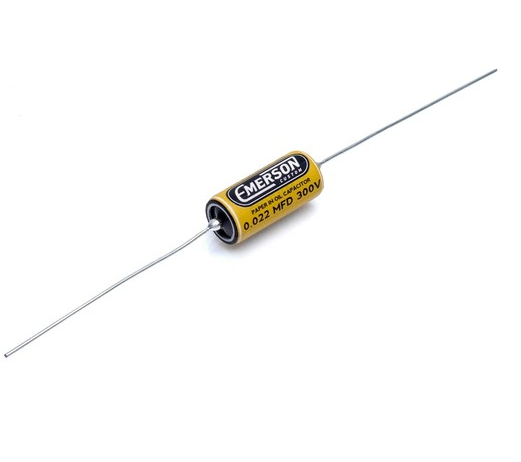 Emerson Custom USA .022 300v Paper In Oil Tone Capacitor, Yellow & Cre