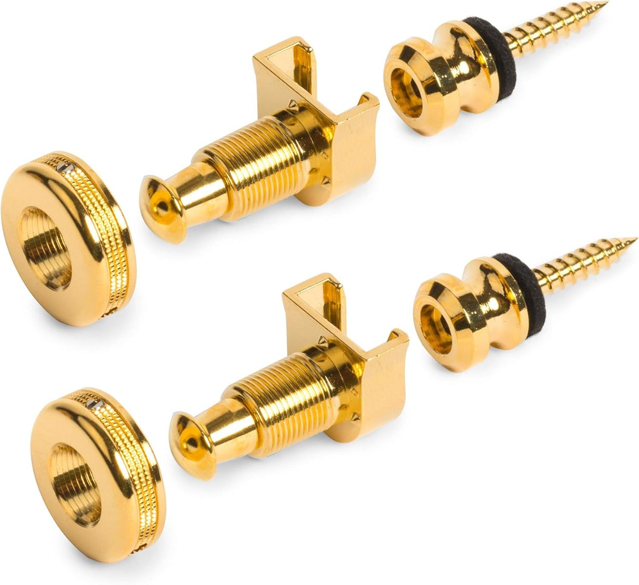 Genuine Schaller GOLD S-Lock Guitar Strap Locks Pair/Set, Made in Germ
