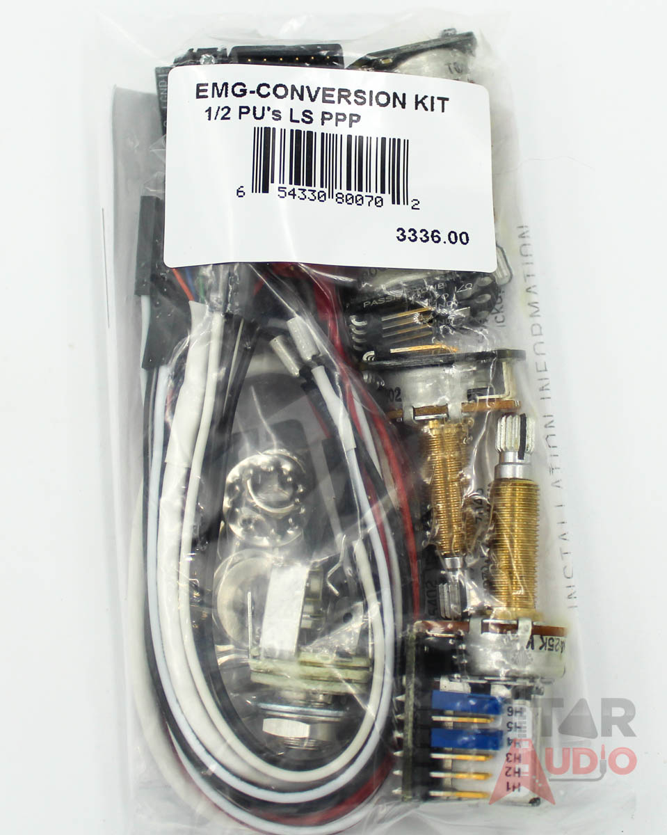 EMG 1 or 2 Pickups LONG SHAFT Conversion Wiring Kit, PPP W/Push/Pull(3