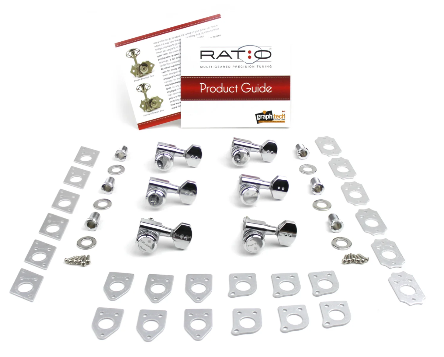 Graph Tech Ratio 6-In-Line Locking Staggered Tuners Set - CHROME, PRL-