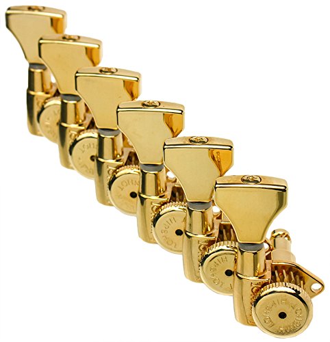 Hipshot GOLD 6-InLine Grip-Lock Non-Staggered Open-Gear Guitar Tuners