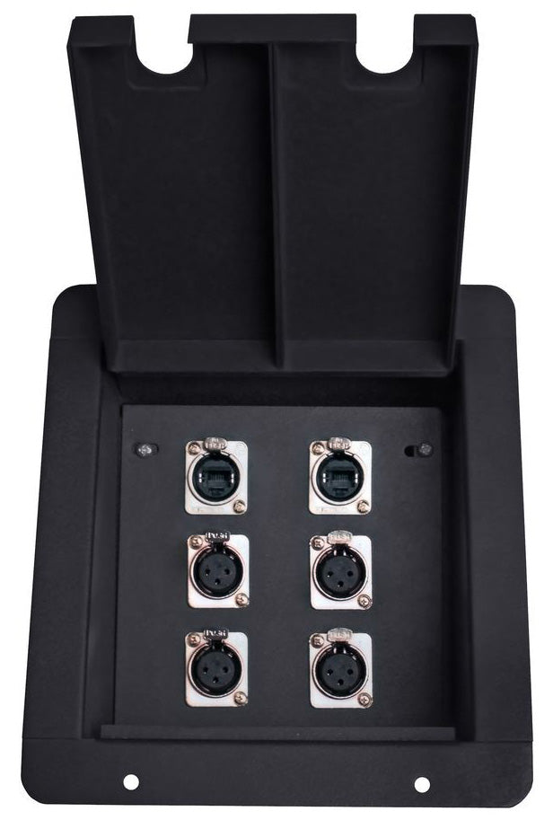 Elite Core FB6-2NE8FD Recessed Stage Pocket Floor Box w/ 4 XLR, 2 Ethe