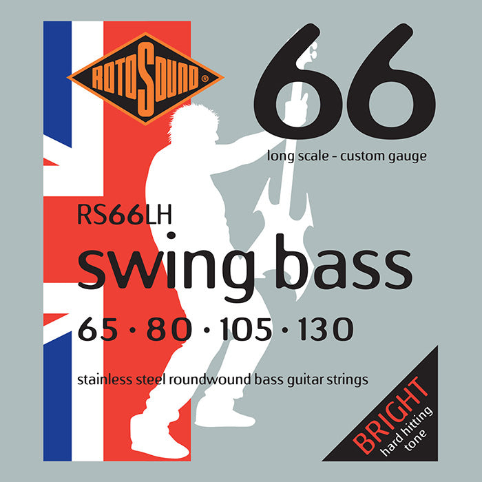 Rotosound RS66LH Drop Zone Long-Scale 4-String Swing Bass Strings, 65-