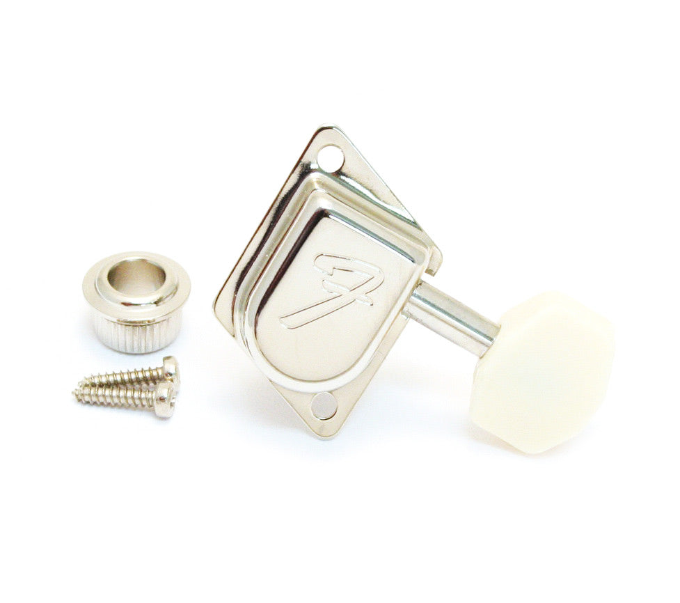 Genuine Fender F Tuning Machine 65 Mustang CHROME w/BEIGE BUTTON, SING